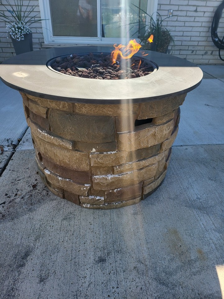 Allen + Roth Stacked Stone Fire Pit Table | eBay
