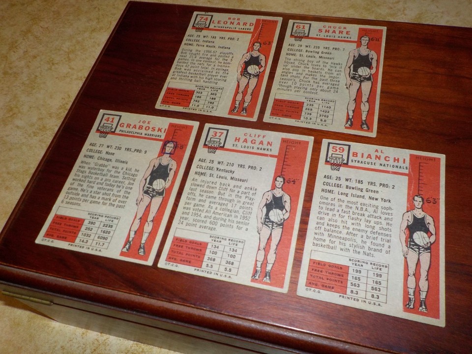 5-1957 Topps w/ HOF Cliff Hagan & Al Bianchi Rookies-Poor to Good-Cool ...
