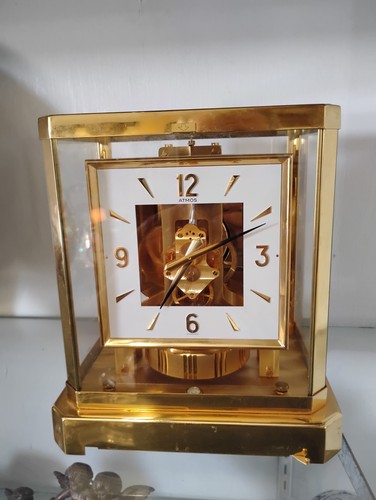 Working Atmos Jaeger Lecoultre Clock Rarer Square Dial Model 528-8 W ...