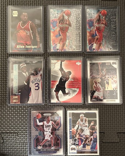 ALLEN IVERSON ROOKIE CARD LOT (8 TOTAL) Topps Chrome Stadium Club Fleer ...