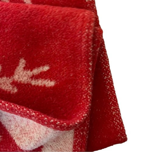 Roca Home Fringed Throw Blanket 50x67 Red White Reindeer Woven Soft ...