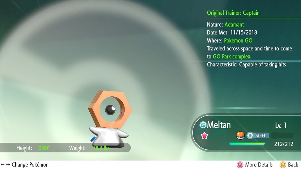 Pokemon Let’s Go Pikachu & Eevee - Ultra Shiny Meltan 6IV - Max AV ...