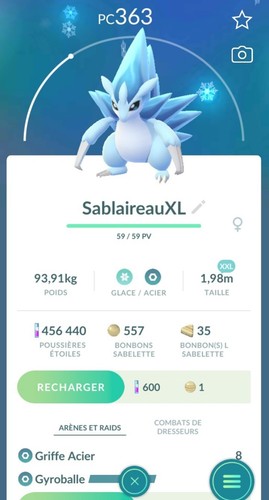 Pokémon Go Sablaireau d'Alola XL / Sandslash Alola XL Trade | eBay