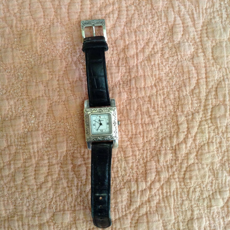 Brighton Markham women Watch Silver Square & Black Leather Strap FOR ...