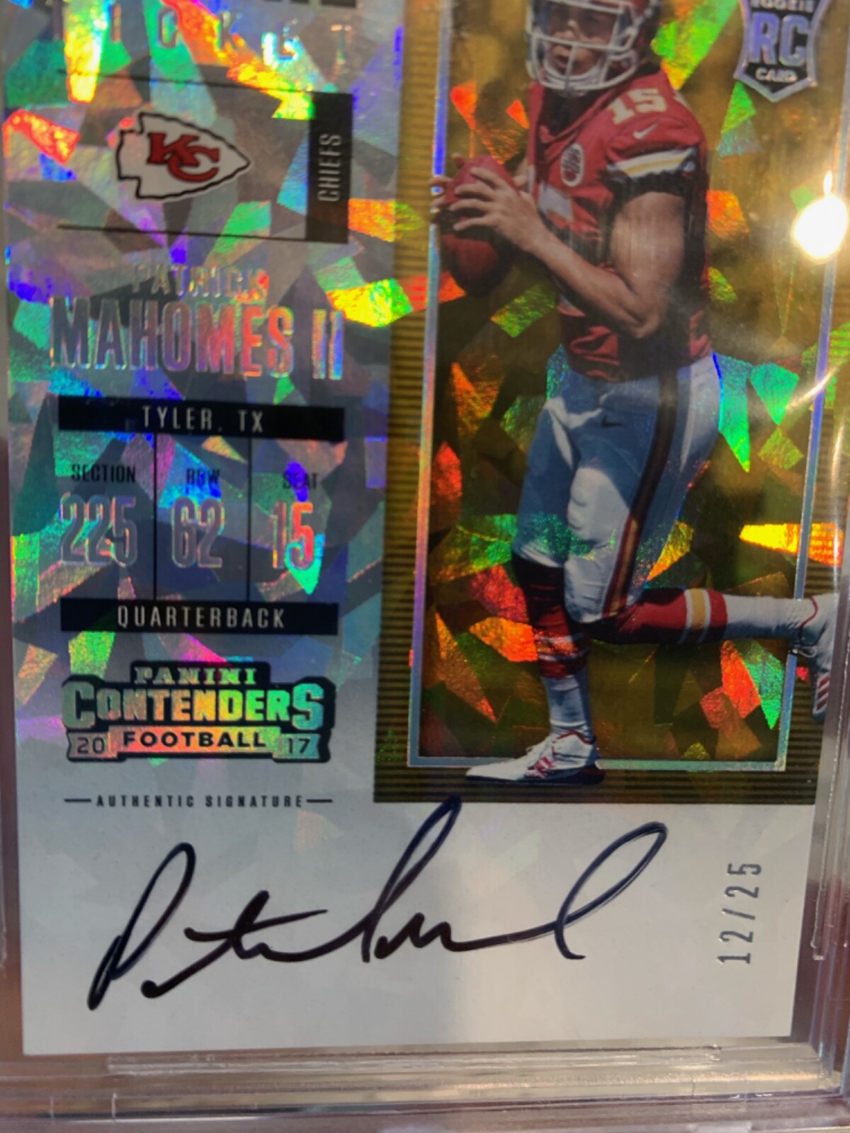 2017 Panini Contenders Patrick Mahomes CRACKED ICE/25 Rookie Auto RC ...