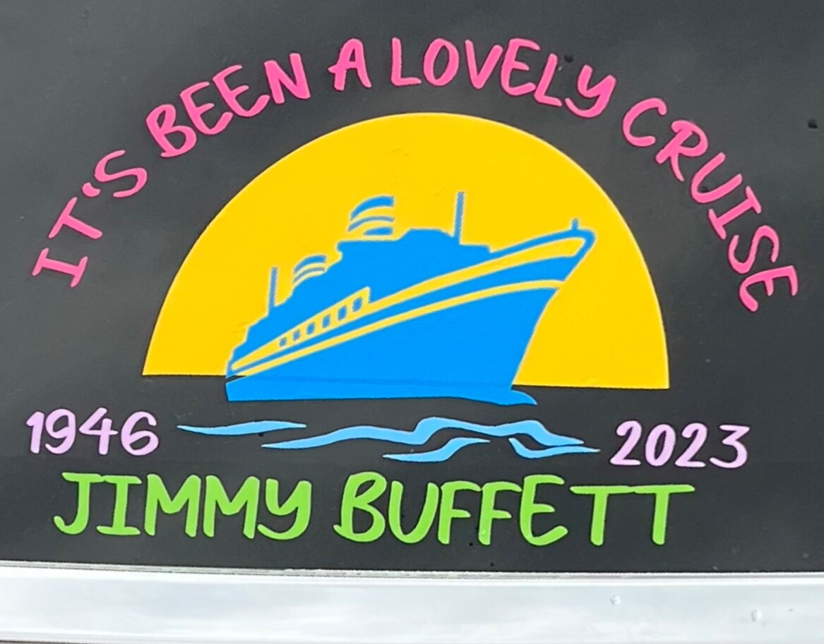 Jimmy Buffett Tribute “Lovely Cruise” cruise ship decal/sticker 5 3/4 x ...