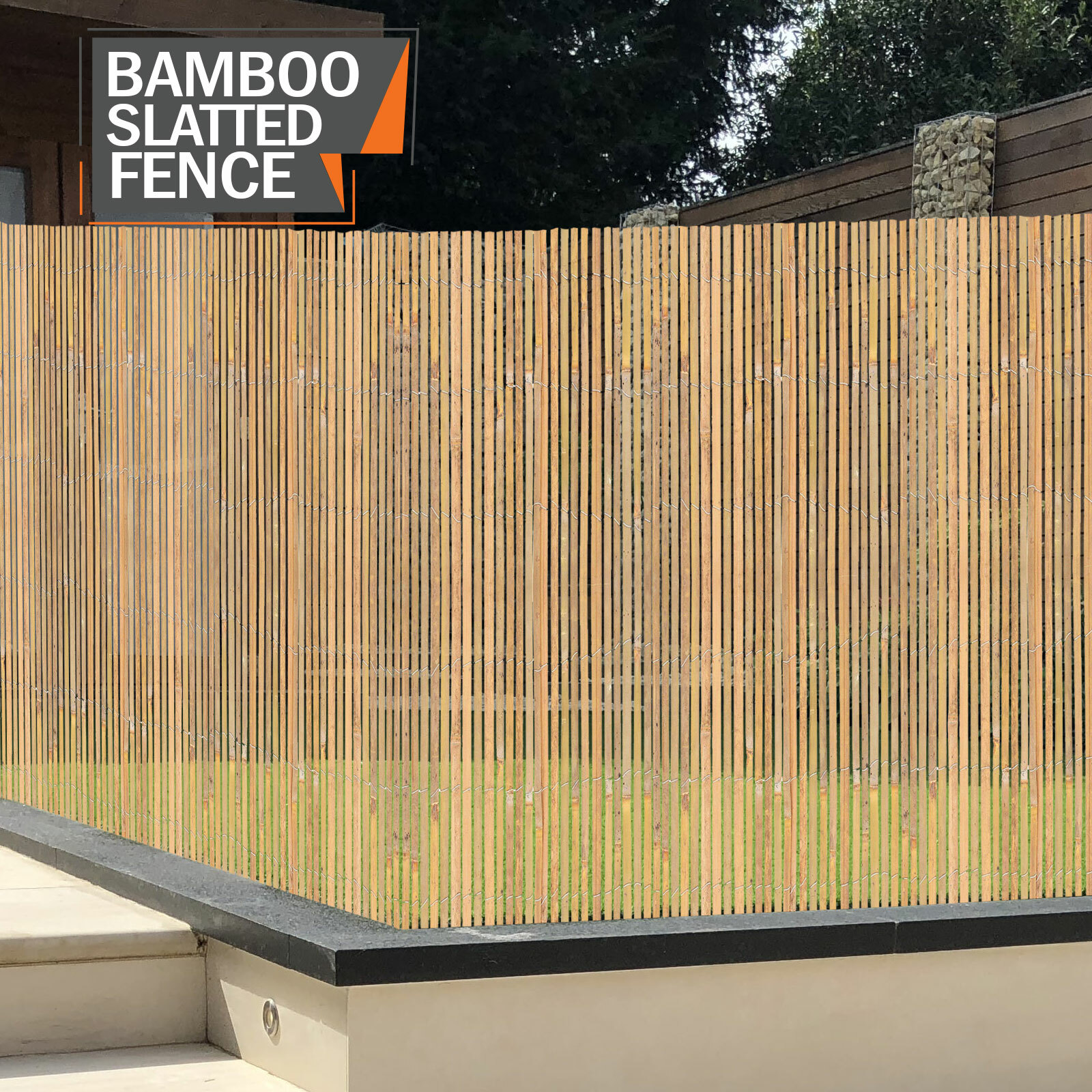 4M Slatted Bamboo Fence Screening Roll Natural Slat Panel Privacy ...