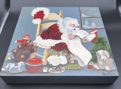 Christmas Canvas Painting Santa Signed Bolton 12" X 12" "Brook Hill ...