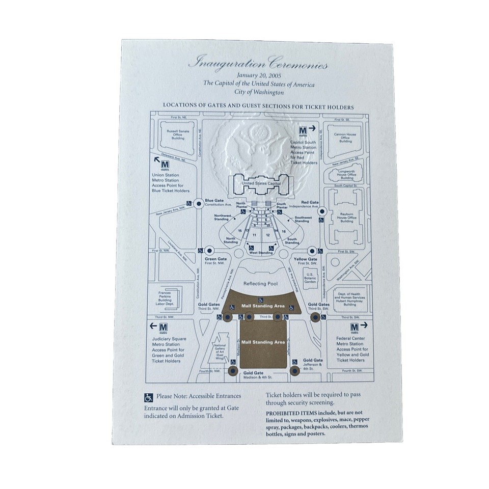 2005 Inauguration President George W. Bush Swearing in Ceremony Gold ...