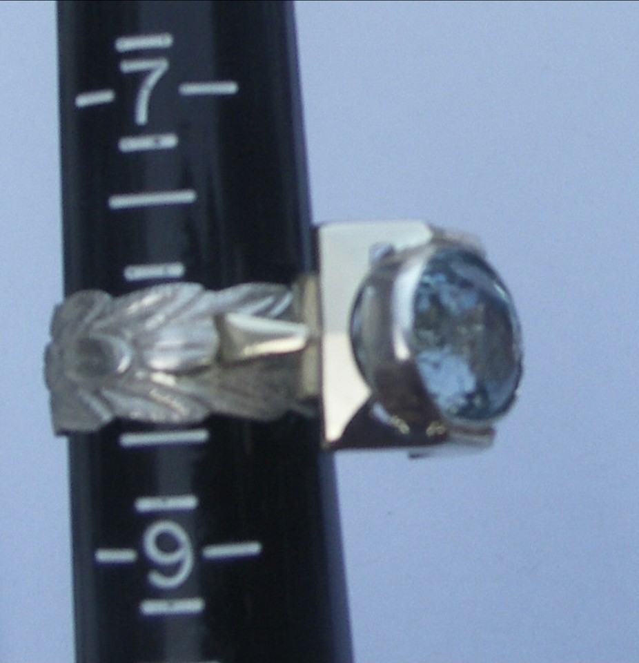 Estate Huge11.29 ct fab blue Color Aquamarine 14k yellow gold & SS ring ...