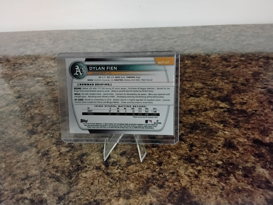 2025 Bowman Chrome 1st DYLAN FIEN Reptilian Refractor #BCP-47 Athletics ...