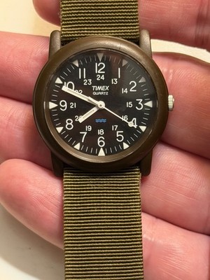 Vintage Timex MacGyver Camper Military Green Mens Field Quartz Watch ...