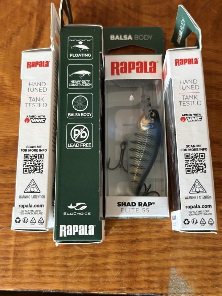 Rapala! Rapala Balsa Wood Hand Tuned! Lot Of 4 New In Box! Walleye Bass ...