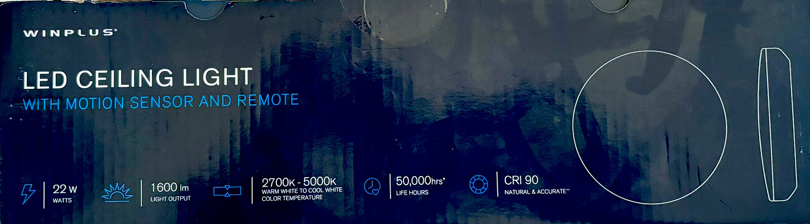 Winplus LTM 116583 Control & Motion Activated LED Ceiling Light with ...