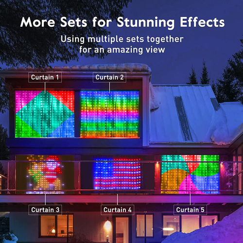 LED New Smart Curtain String Lights Programmable DIY Picture Lights App ...
