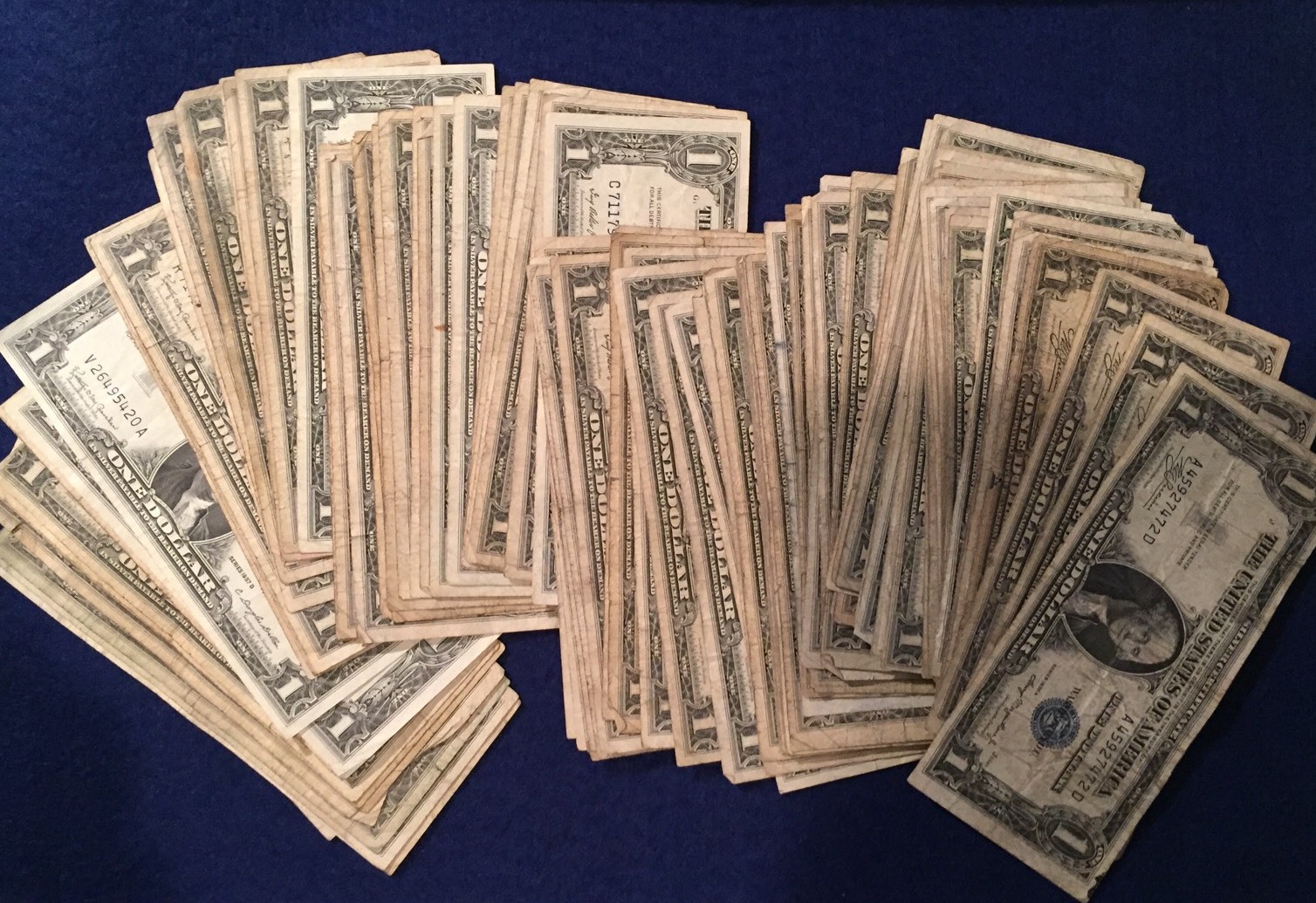 1957 Well Circulated One Dollar Silver Certificate Bills Note Lot of 25 ...