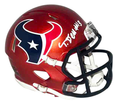 TANK DELL AUTOGRAPHED HOUSTON TEXANS RED ALT SPEED MINI HELMET BECKETT ...