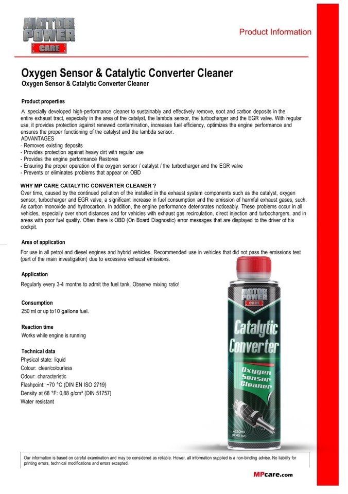 Catalytic Converter Cleaner oxygen sensor high quality German made ...