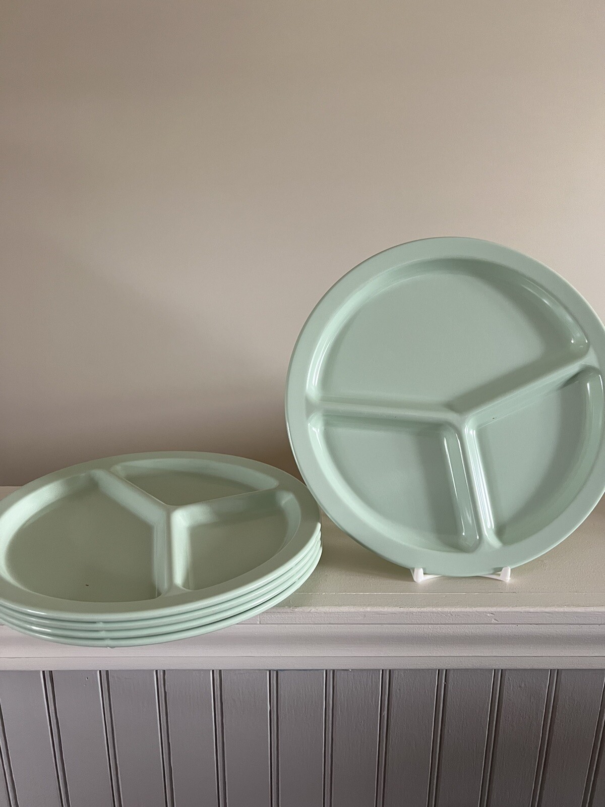 Vtg Texas Ware Melamine dish Tri-divided plate 10" Mint green Set of 5 ...