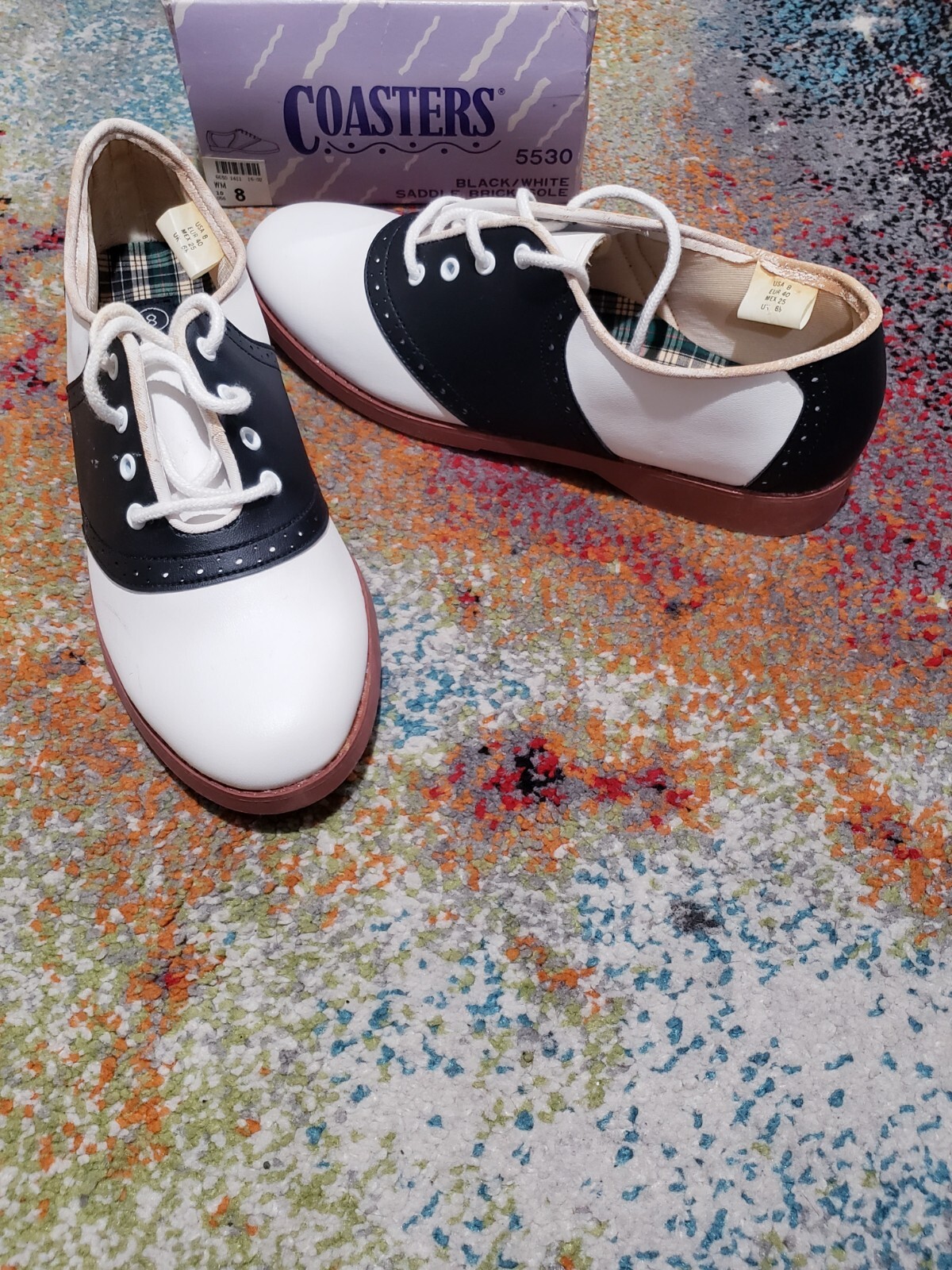 Vintage Saddle Shoes Coasters Black/White Size 8 New… - Gem