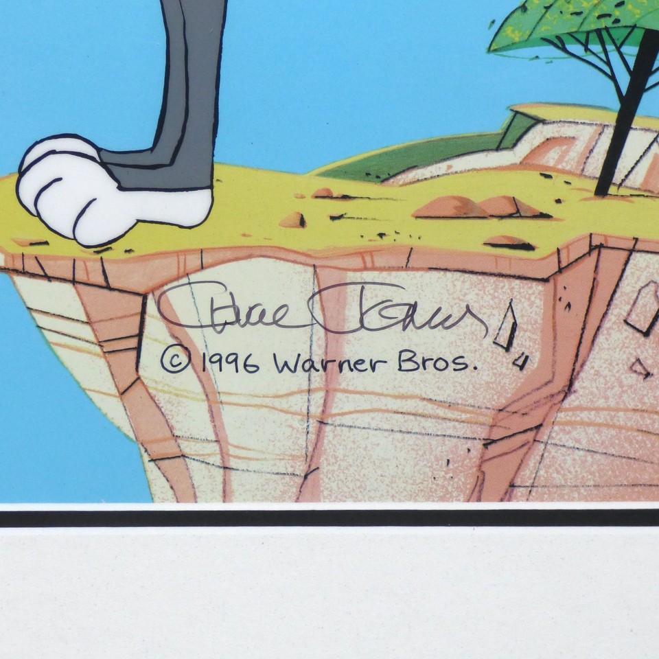 WARNER BROS BUGS BUNNY WILE E COYOTE GOING DOWN FRAMED LE CEL SIGNED ...