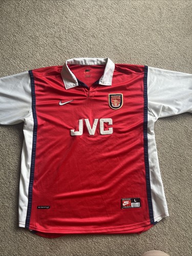 Arsenal FC Retro JVC Shirt Nike Red/White Size L | eBay UK