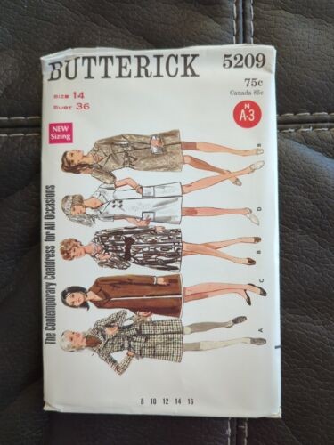 Misses Fitted Wrap Front Snap Dress Size 14 Butterick 5209 Sewing ...