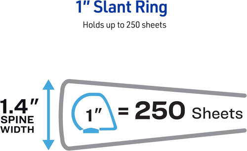 Heavy-Duty View 3 Ring Binders, 1 Inch One Touch Slant Rings, 250-Sheet ...