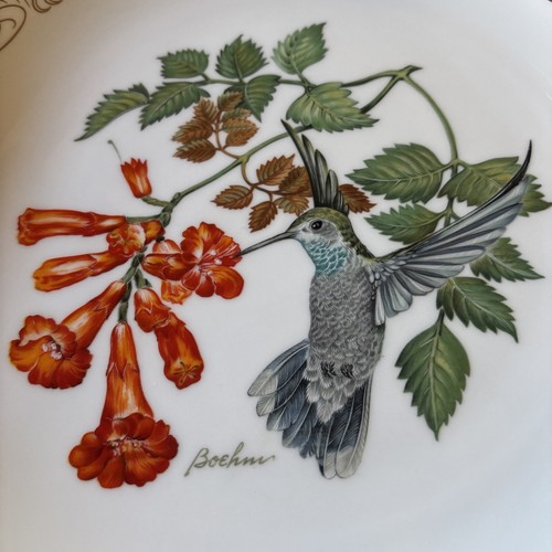 EDWARD MARSHALL BOEHM Blue Throated Hummingbird Series Bone China Plate ...