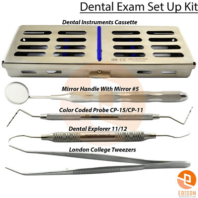 6Pcs Dental Exam Set Up kit Explorer 11/12 Periodontal Probe Marking ...