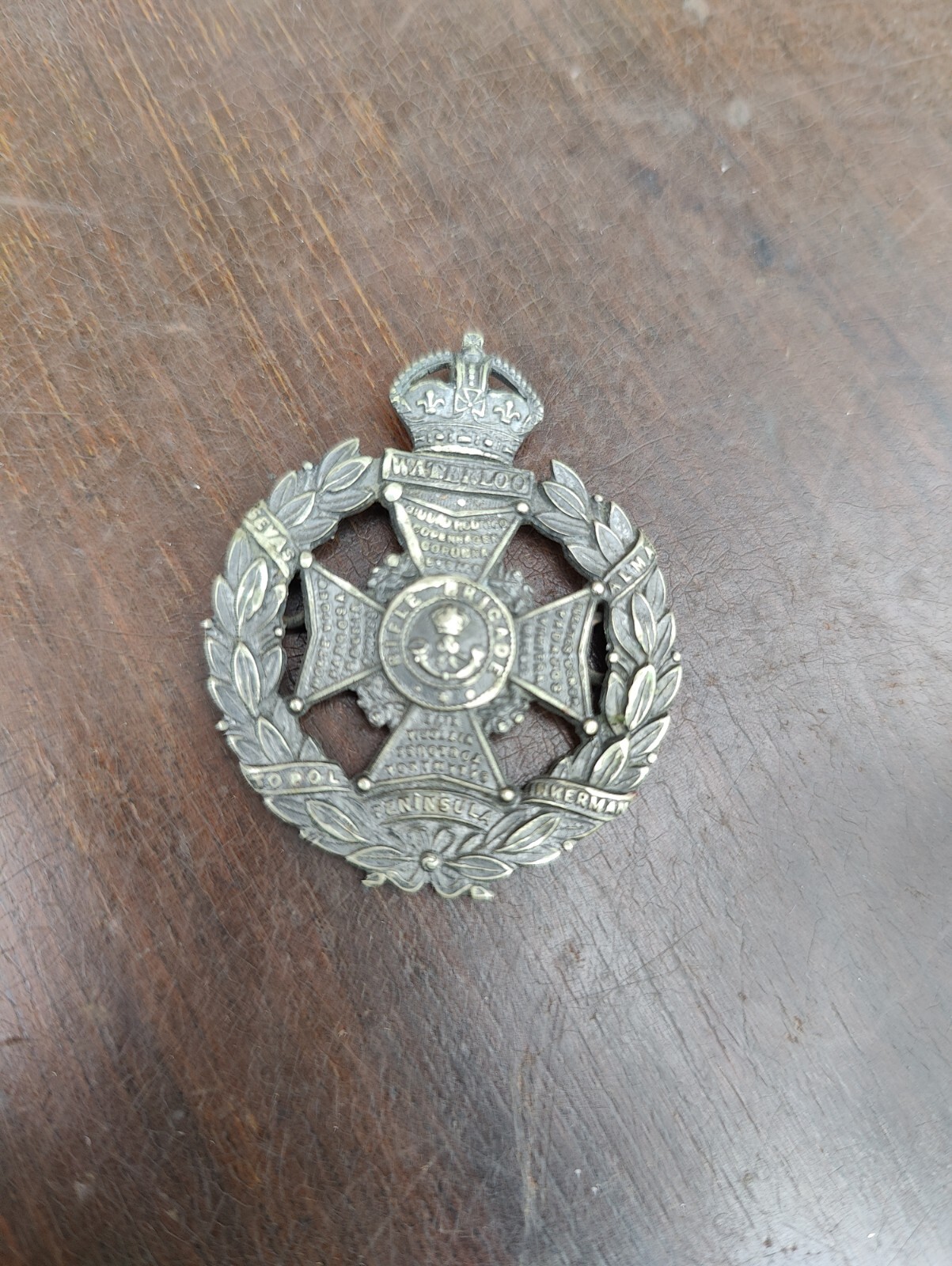 RIFLE BRIGADE SILVER CAP BADGE Boer War 4.6 X 3.7cm | eBay UK