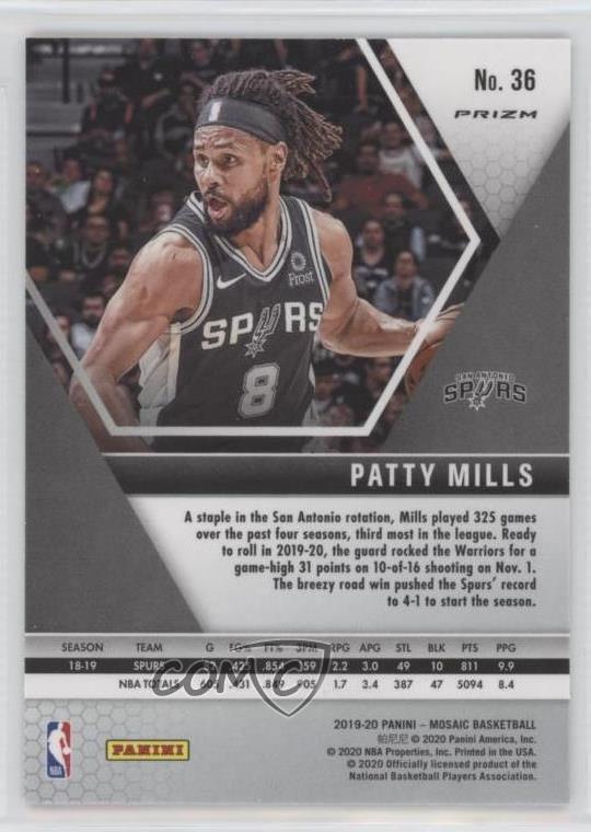 2019-20 Panini Mosaic Reactive Orange Prizm Patrick Mills Patty Mills ...