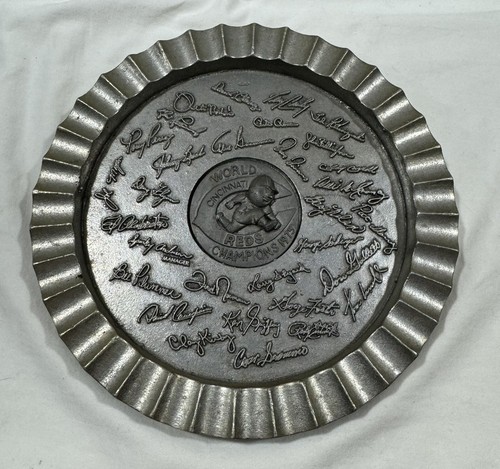 1975 CINCINNATI REDS World CHAMPIONS 7.25" Metal PLATE Wall Art Tray ...