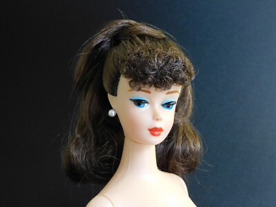 Vintage Ponytail Barbie Nude Brunette Curly Poodle Bangs Reproduction ...