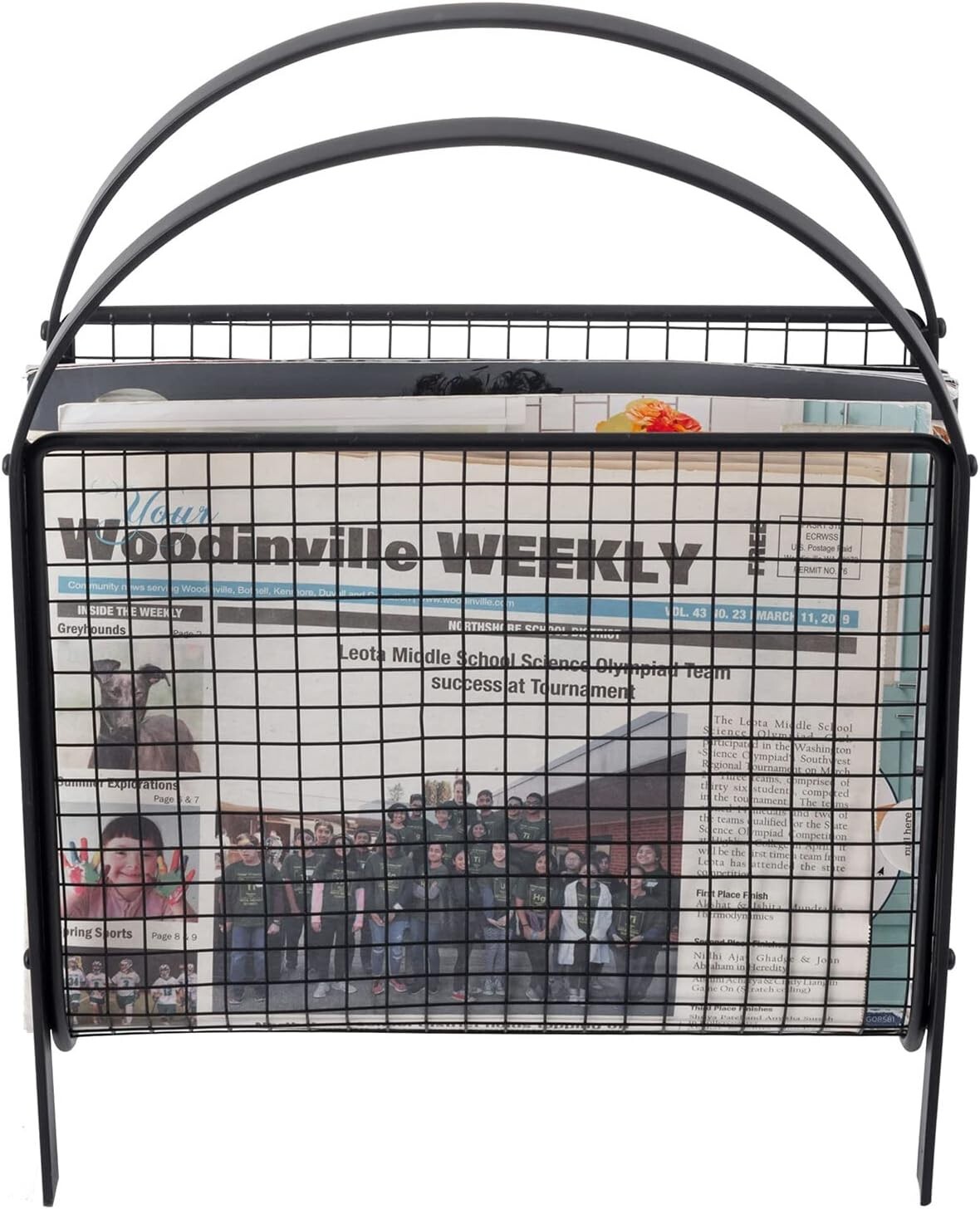 Mid-Century Design Matte Black Tone Metal Mesh Magazine Organizer ...