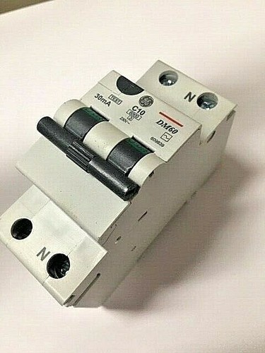 General Electric 10 Amp Type C 6 KA 30 MA 1p N RCBO RCD MCB Dm60 C10 ...