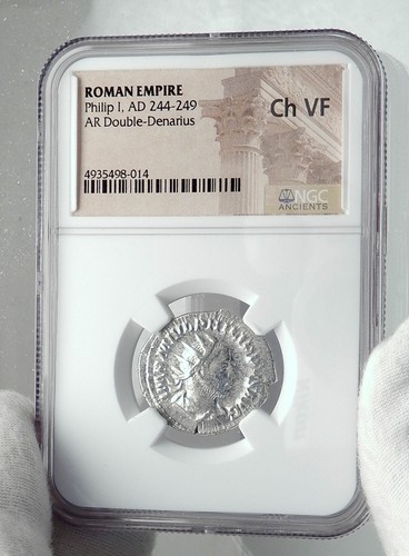 PHILIP I the ARAB Authentic Ancient 244AD Silver Roman Coin VICTORY NGC ...