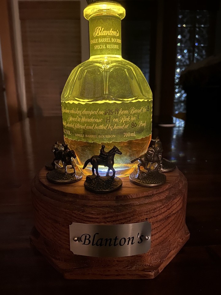 Blanton's Bourbon Round Lighted Oak Cork Display Blantons, Whiskey ...