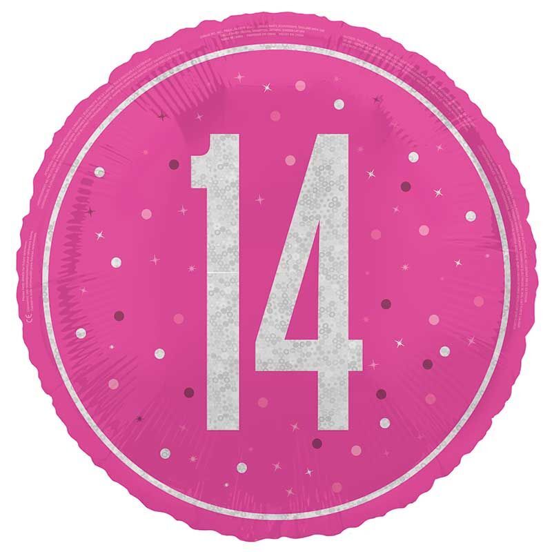 Pink 14th Birthday Decorations Party Bunting Silver Balloons Banners ...