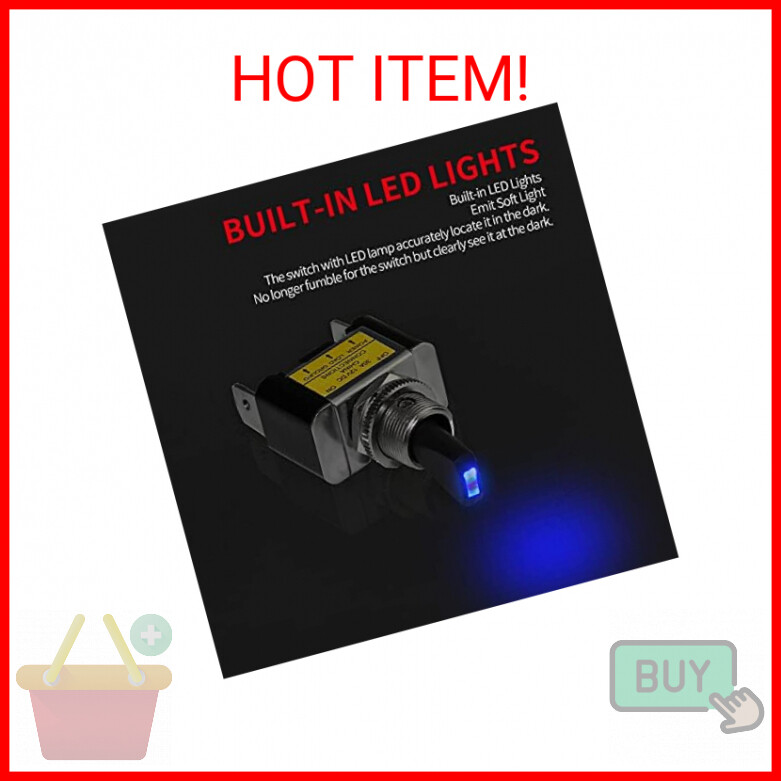 DaierTek 12V Blue LED Lighted Toggle Switch 30 Amp 12 Volt Toggle ...