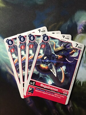 x4 Playset Digimon MEGADRAMON BT14-015 Red Common TCG | eBay