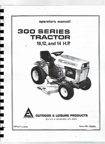 Allis Chalmers 312 314 310 310D 312D 312H 314D 314H Lawn Tractor Owners ...