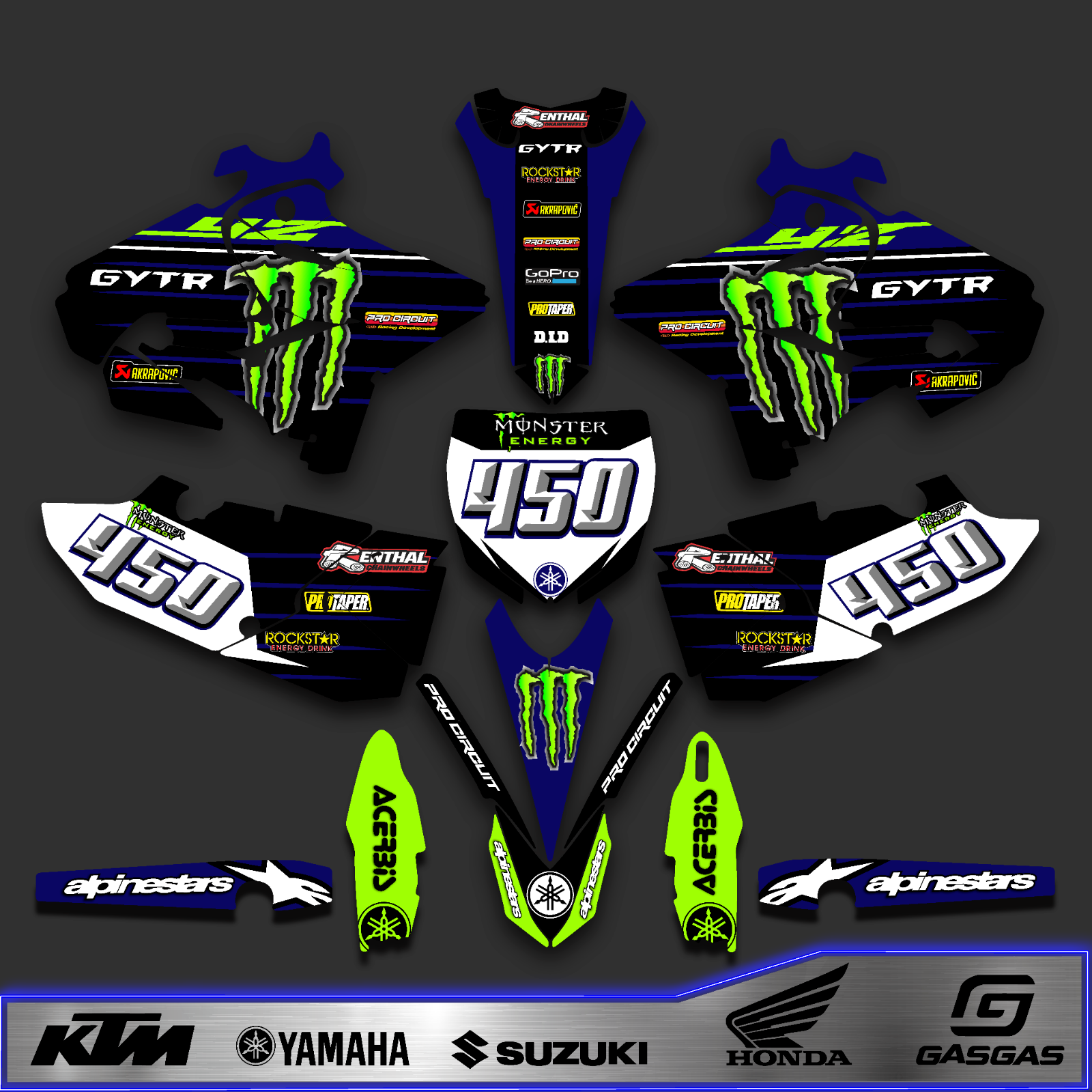 2015-2020 YAMAHA YZ 125 250 GRAPHICS KIT DECALS DECO YZ125 YZ250 2019 ...