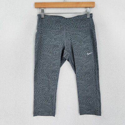 Nike Pants Womens Small Gray Dri Fit Epic Capri Leggings Cropped Swoosh ...