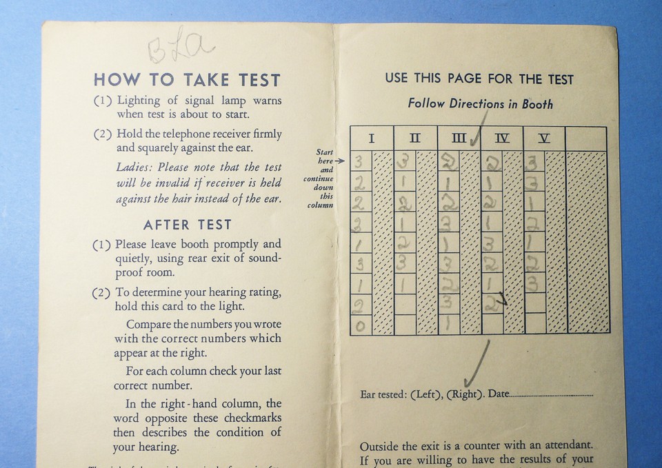1939 New York Worlds Fair Bell Telephone Company "Bell Test' Score ...