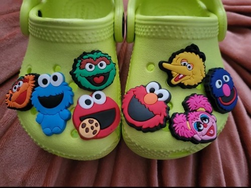 Custom CROCS Sesame Street Elmo Cookie Monster Oscar Grouch Abby Charms ...