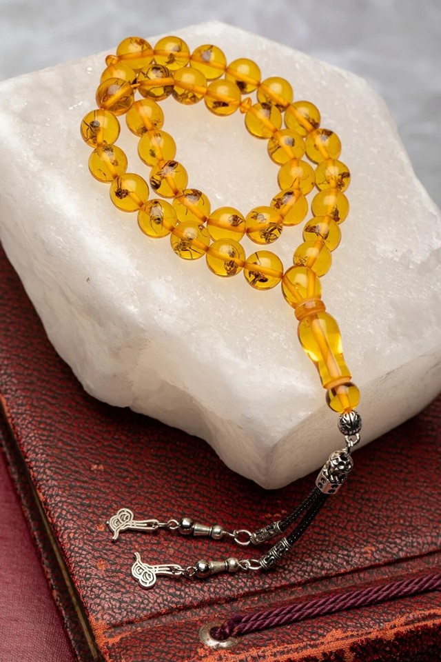 Islamic Prayer Rosary Ant Fossil Drop Amber Rosary, Beirut Drop Habbe ...