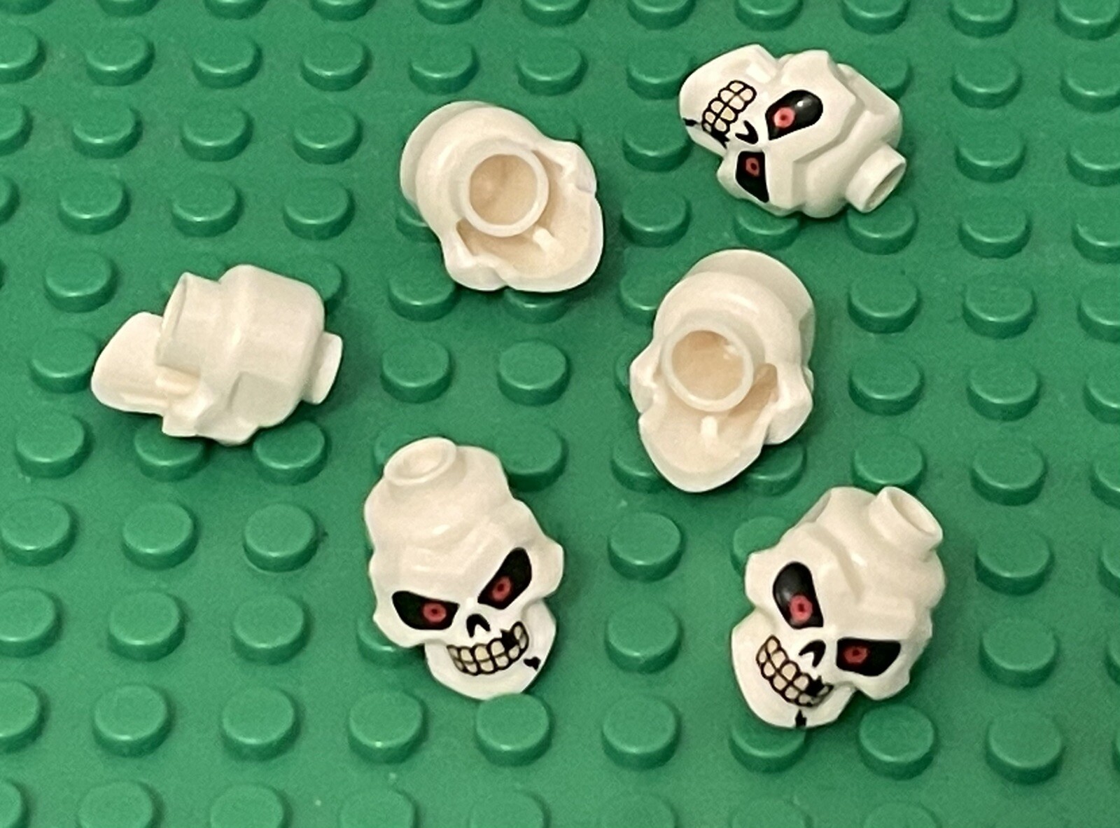 Lego 6 Pieces Modified Skull Head with Red Eyes,Cracks and Missing ...