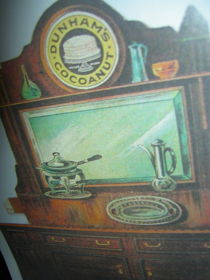 RARE 10 pc. SET of original antique, DUNHAM'S Coconut litho. dollhouse ...