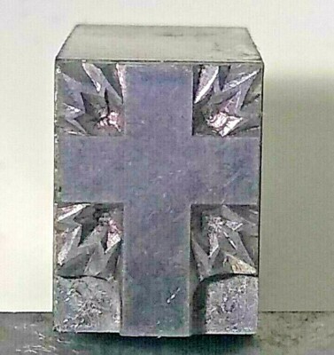 Antique Letterpress print block lead Cross religious symbol sign design ...